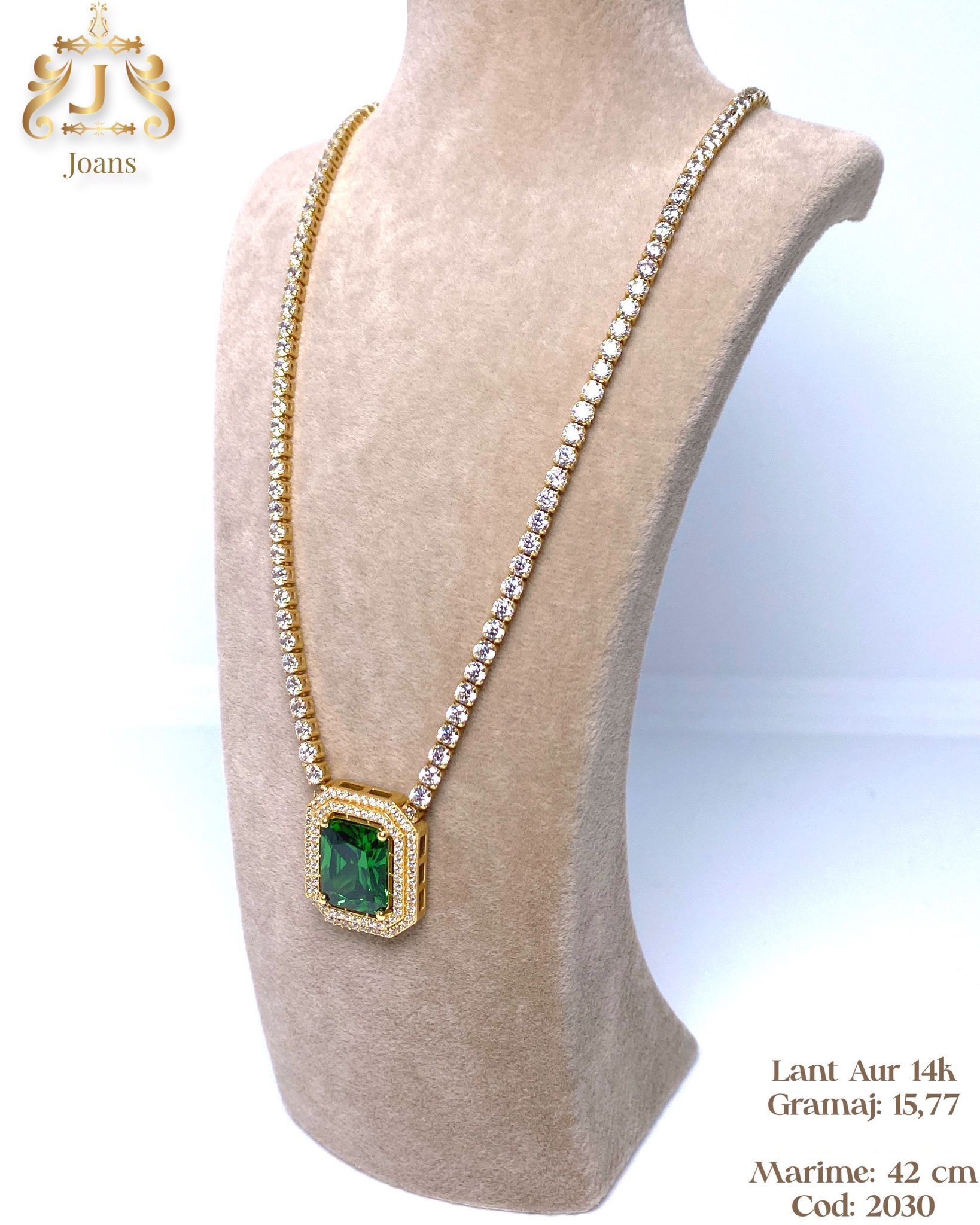 Lant Green Tennis Aur 14k – Joan’s Bijuterii