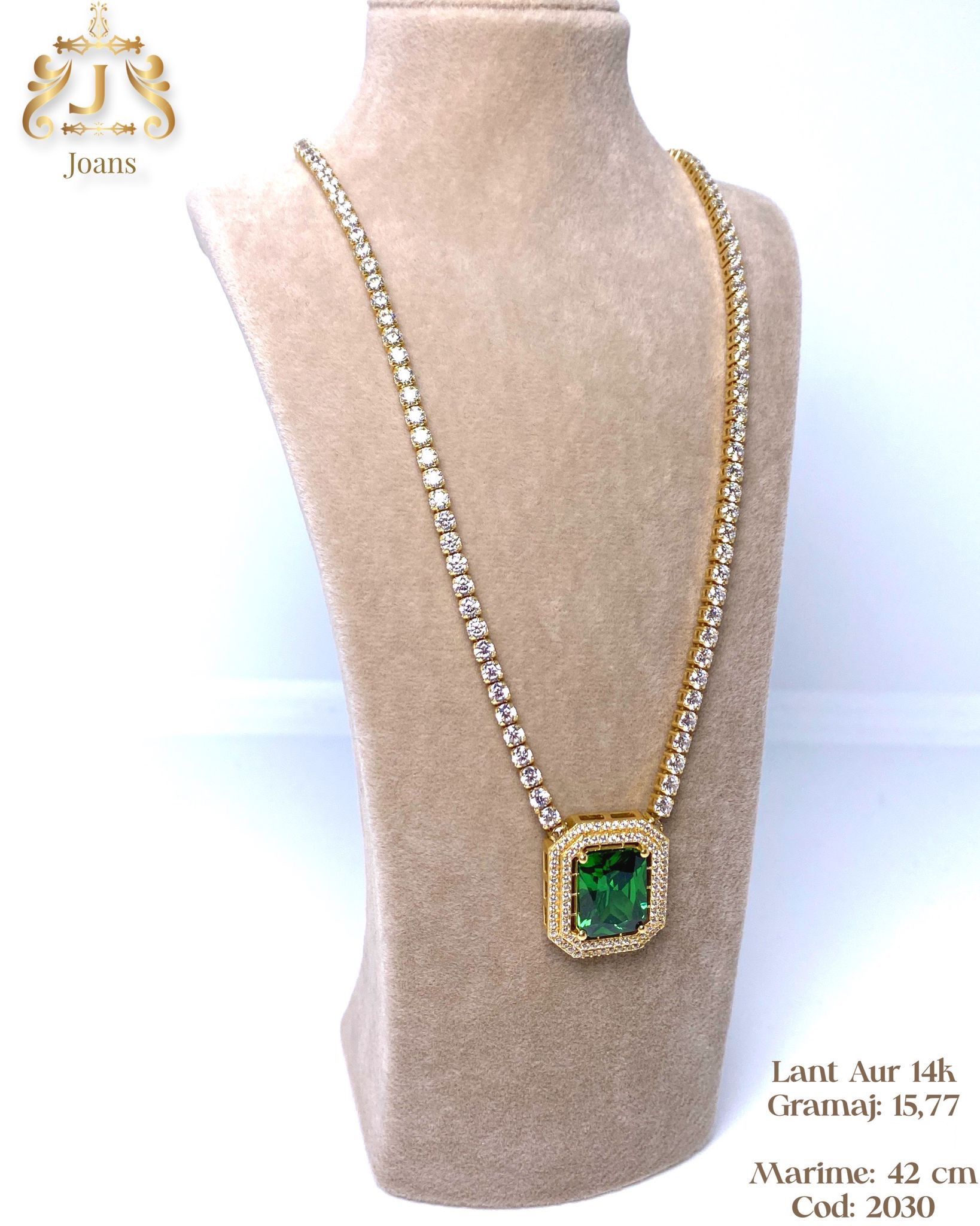 Lant Green Tennis Aur 14k – Joan’s Bijuterii